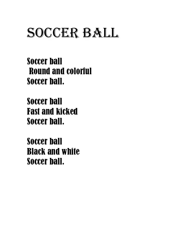 Concrete Poem Examples Soccer at Diane Rearick blog