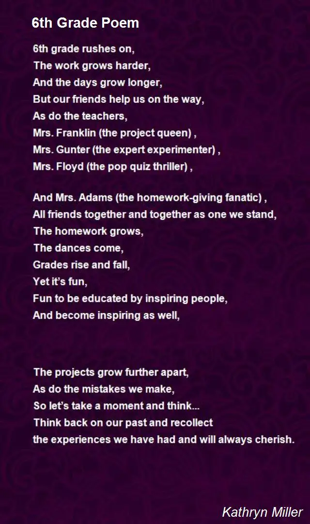 Sixth grade Poems