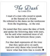 Linda ellis poem called the dash - mensprofessor