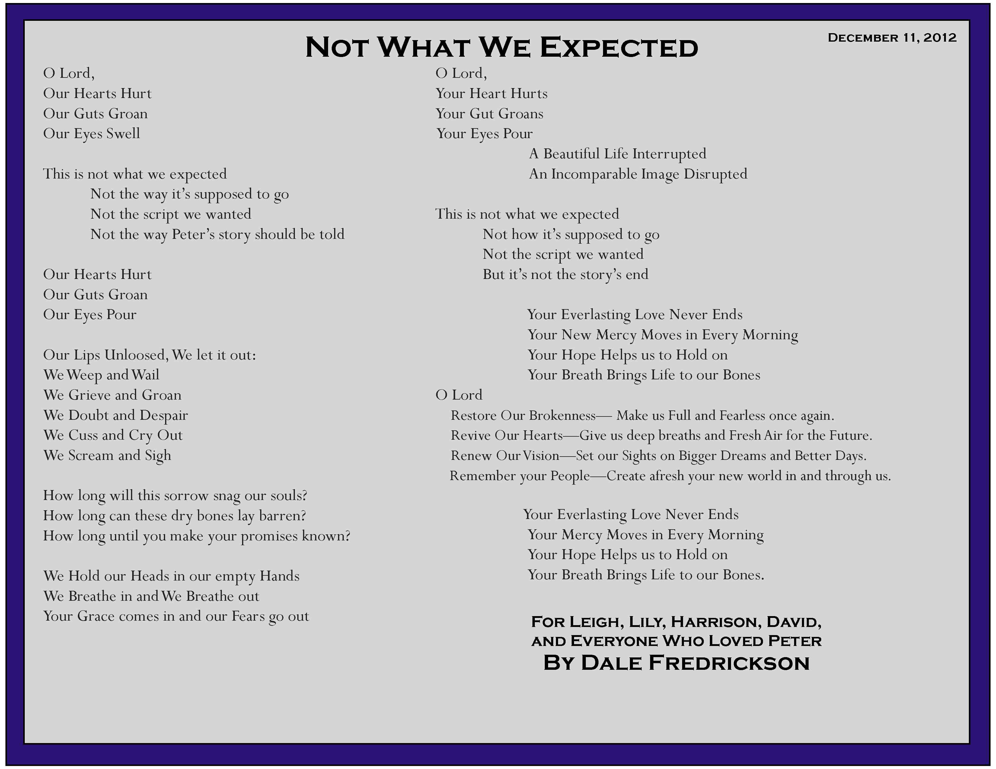 Poems Memorial Service Program