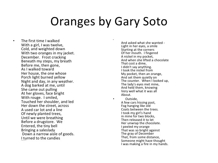 Oranges Poem By Gary Soto Pdf at Dennis Fleming blog