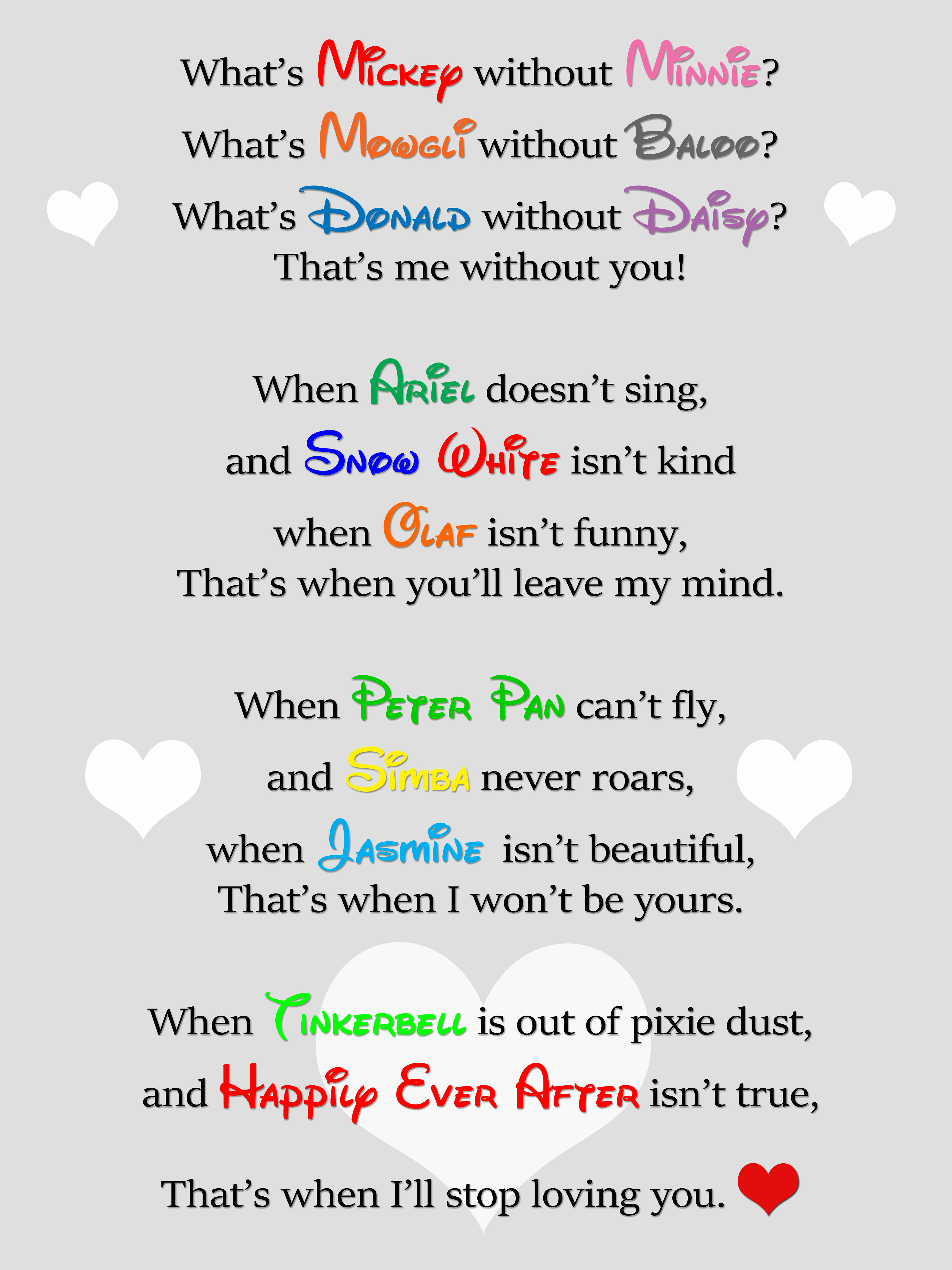 Disney love Poems