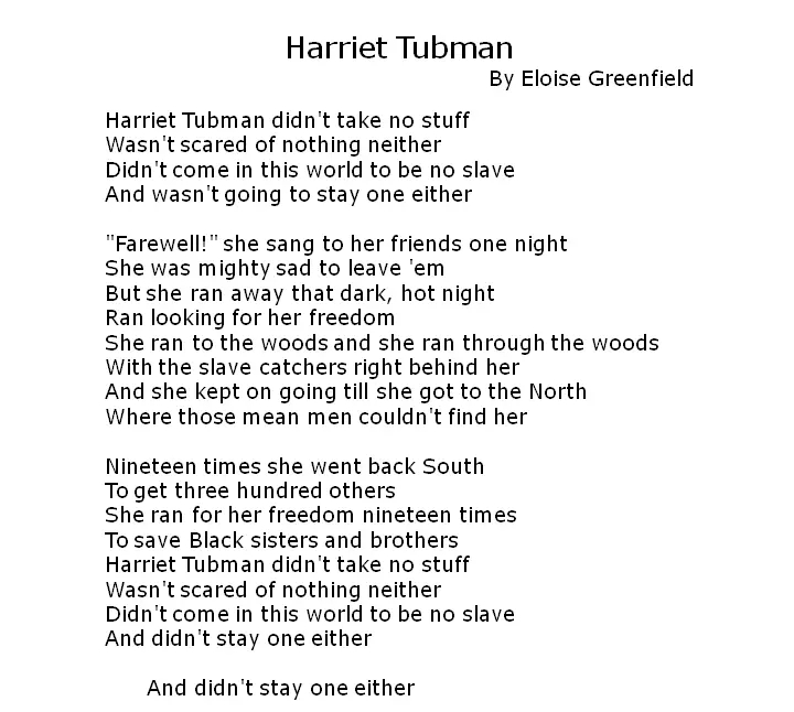 96 harriet tubman poetry
