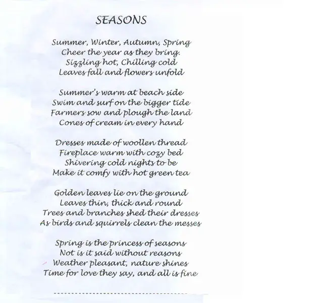 Poems About Seasons Changing