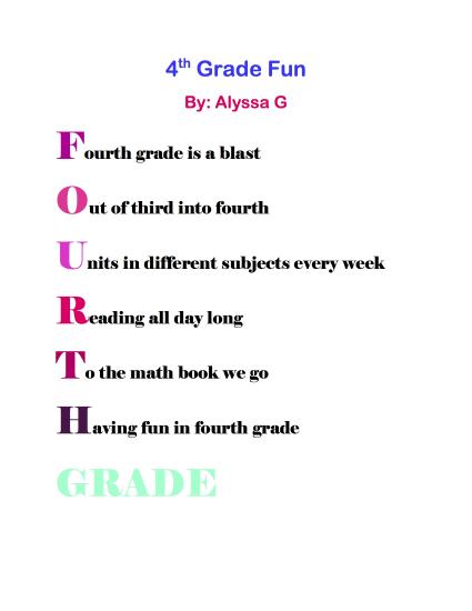Poems For 4th Graders With Questions