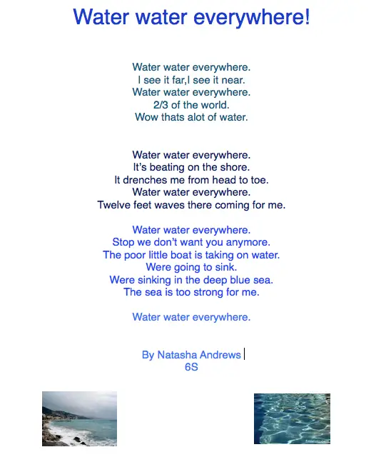 Poem On Water In English For Class 4 at Lachlan Ricardo blog